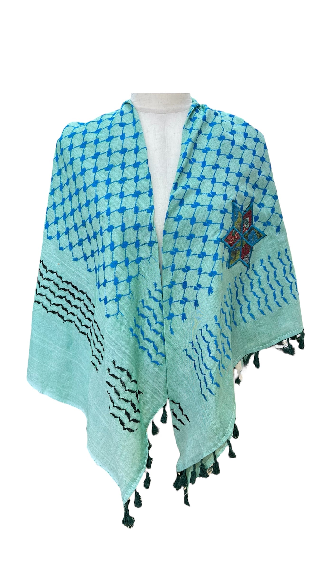 Kufia with old Palestinian embroidery – Jeel Design
