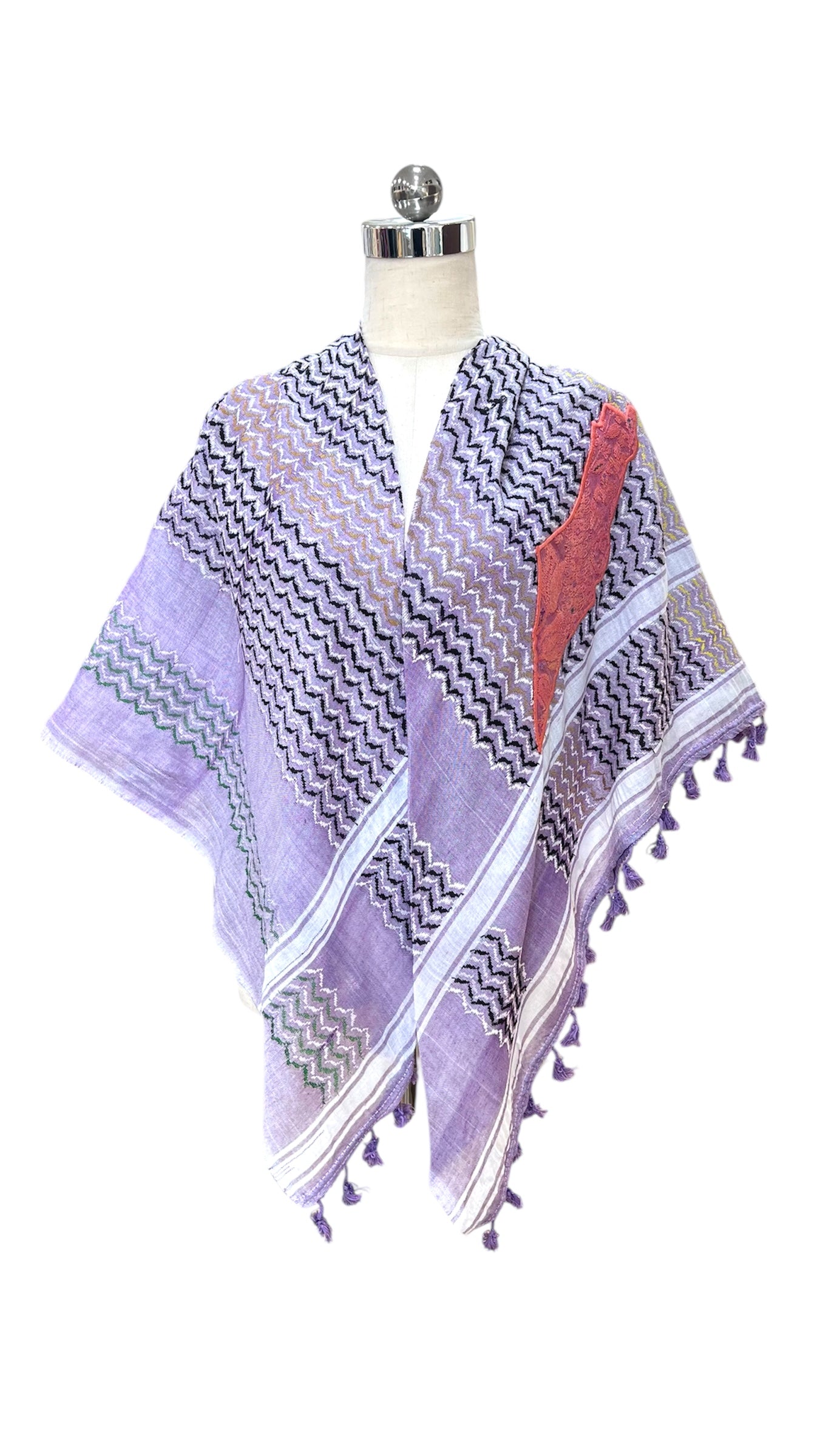Kufia with old Palestinian embroidery – Jeel Design